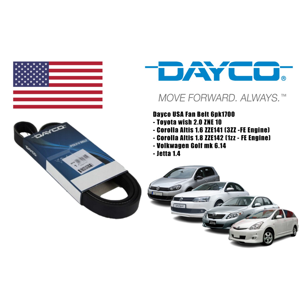 DAYCO FAN BELT VOLKSWAGEN GOLF MK6 JETTA 1.4 PROTON PREVE WISH 1.8 ...