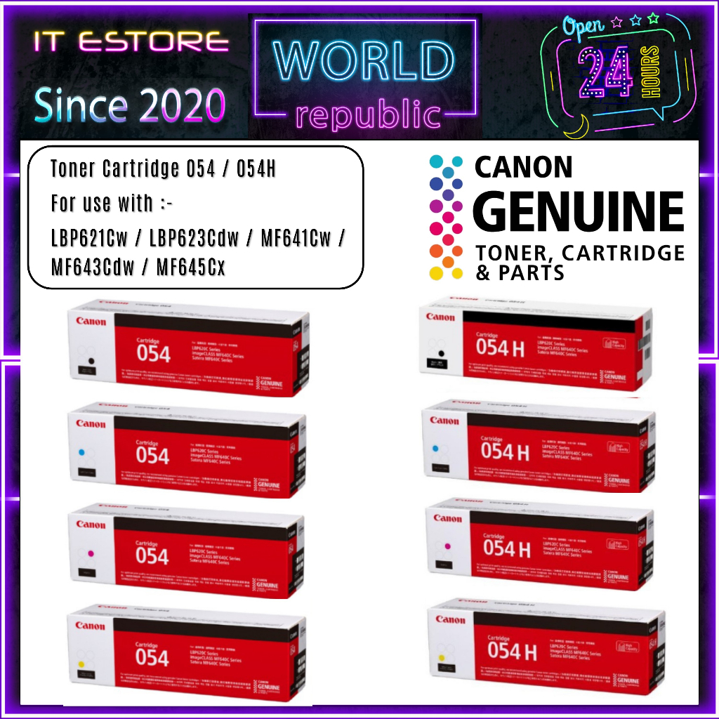 Canon Original 054 054H BK/C/M/Y Toner - 054BK 054C 054M 054Y - 054HBK ...