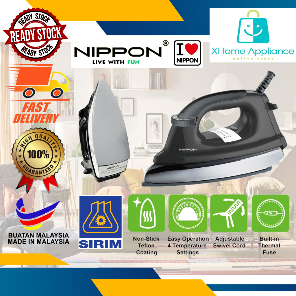NIPPON 1.2KG DRY IRON/NON-STICK/HEAVY IRON/DRY IRON/Setrika Baju Kain ...