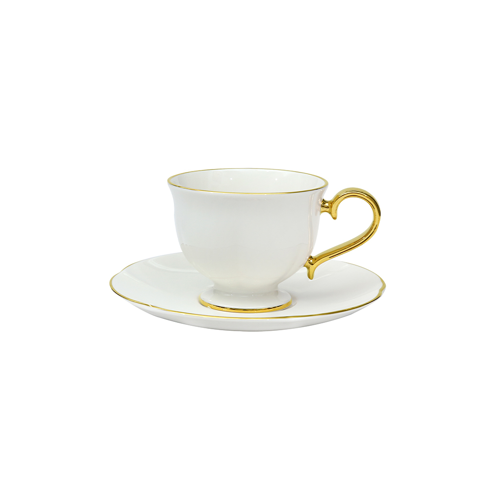 Qualitier Premium Fine Porcelain Gold Rim Cup & Saucer - Bella | Shopee ...