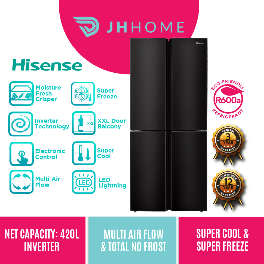 Hisense 520L Inverter 4 Door Refrigerator RQ568N4ABU | RQ568N4AWU ...