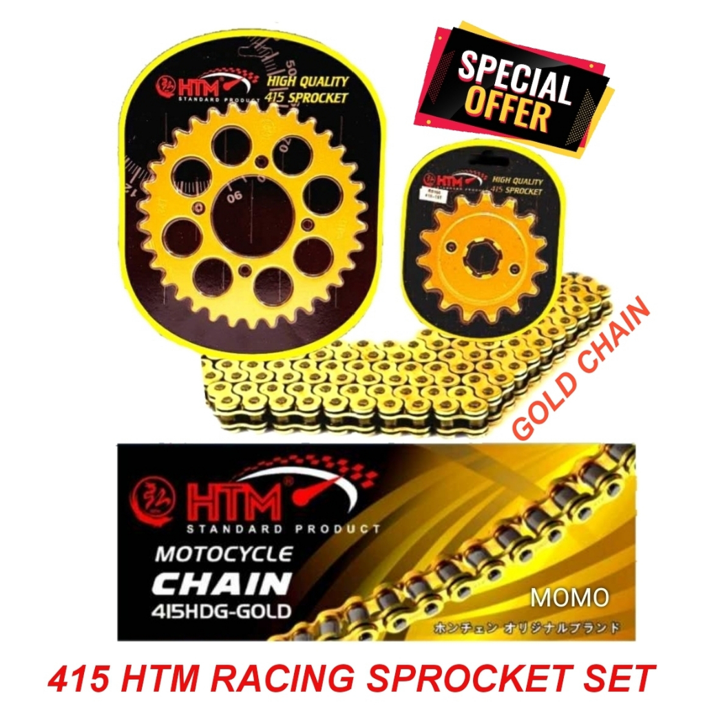 415HDG -132L DINAMIK GT128 MODENAS HTM RACING CHAIN SPROCKET SET GOLD ...