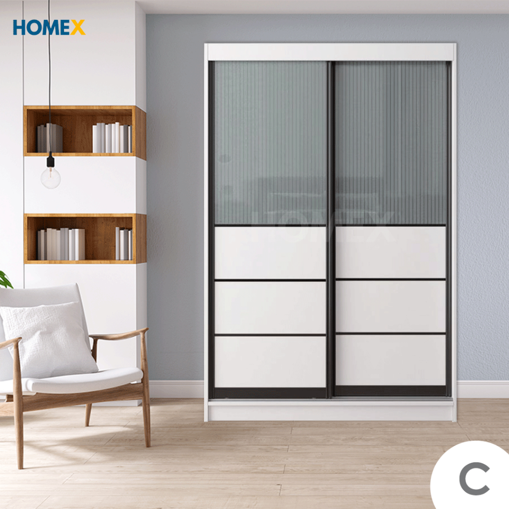FREE INSTALL Almari Baju Wardrobe Sliding Door Anti-Jump Mirror ...