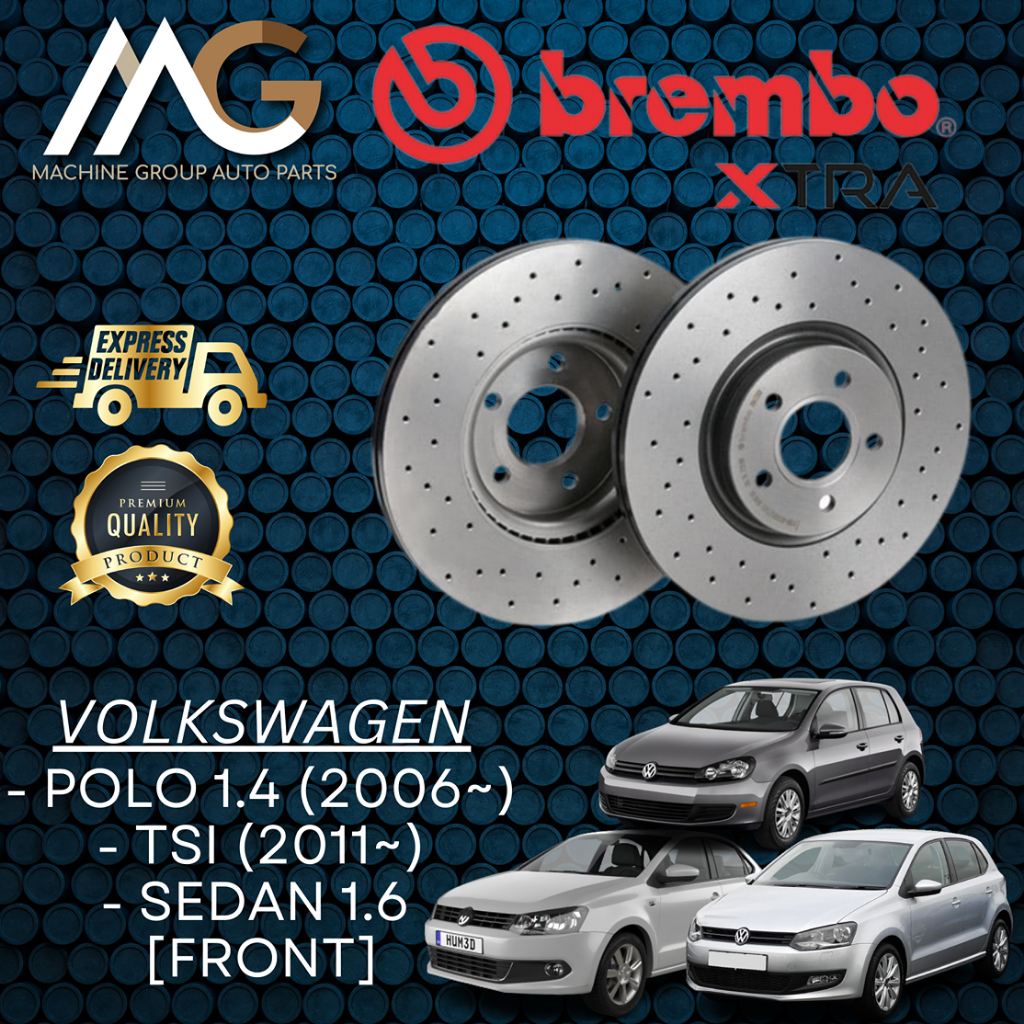 Brembo XTRA Volkswagen Polo 1.4 (2006~) , TSI (2011~) , Sedan Front ...
