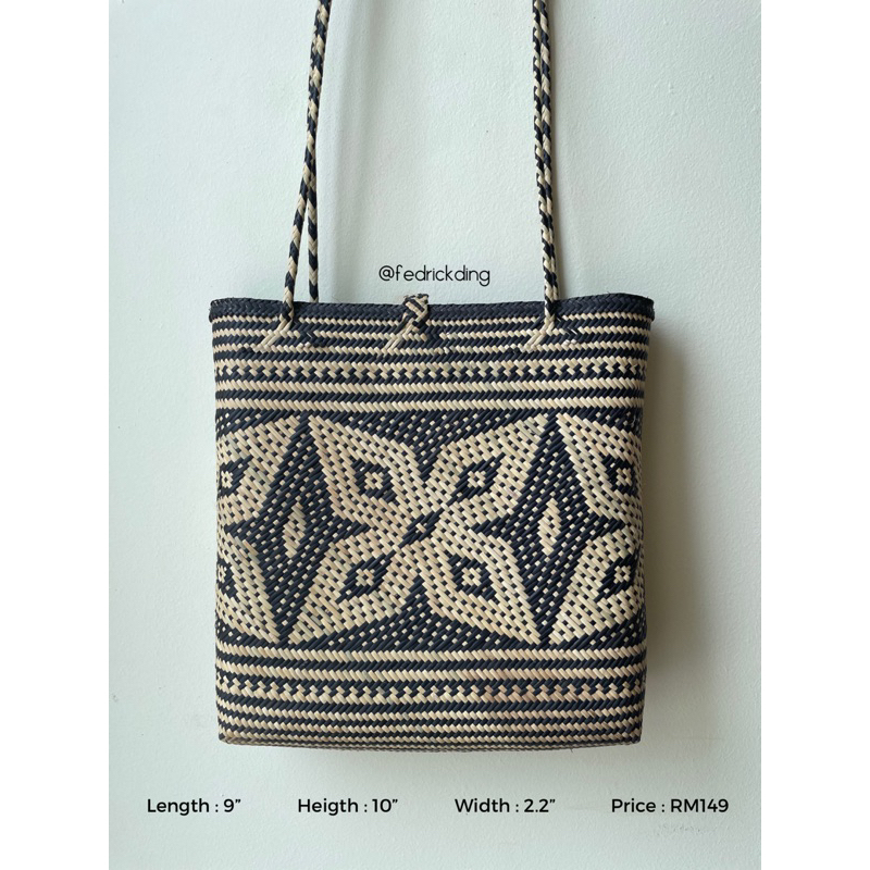 Beg Rotan Orang Ulu Shoulder Tote Rattan Bag with Borneo Motif | Shopee ...