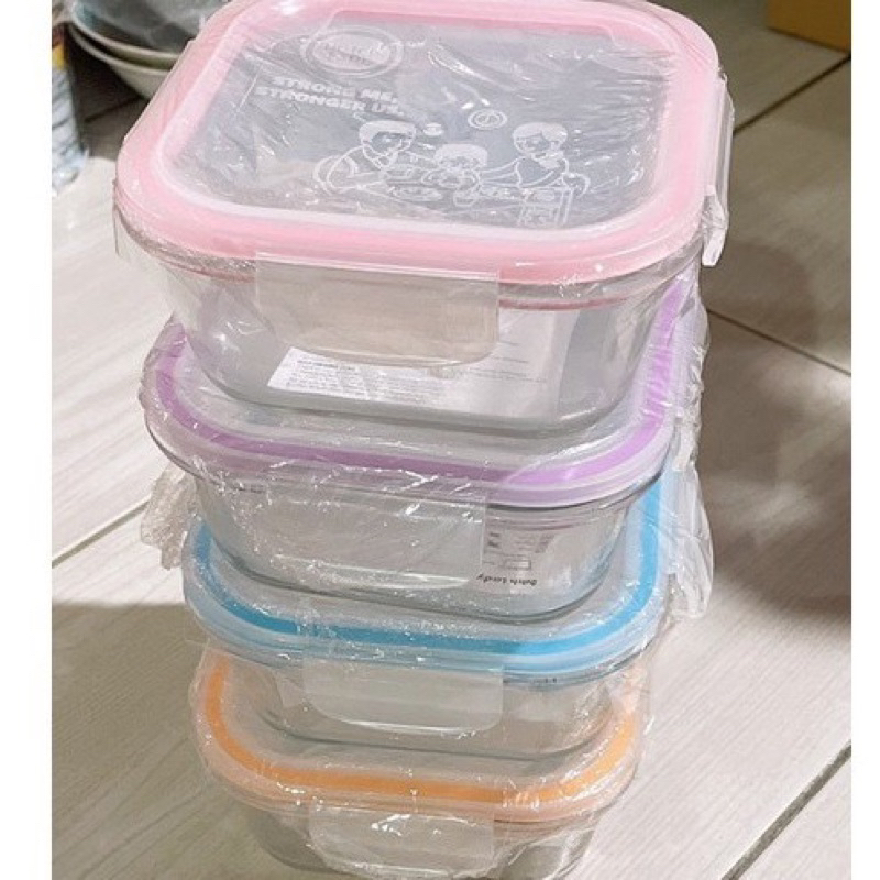 Dutch Lady Lid Lock Glass Container 520ml(4 pcs one set)mix colour | Shopee Malaysia