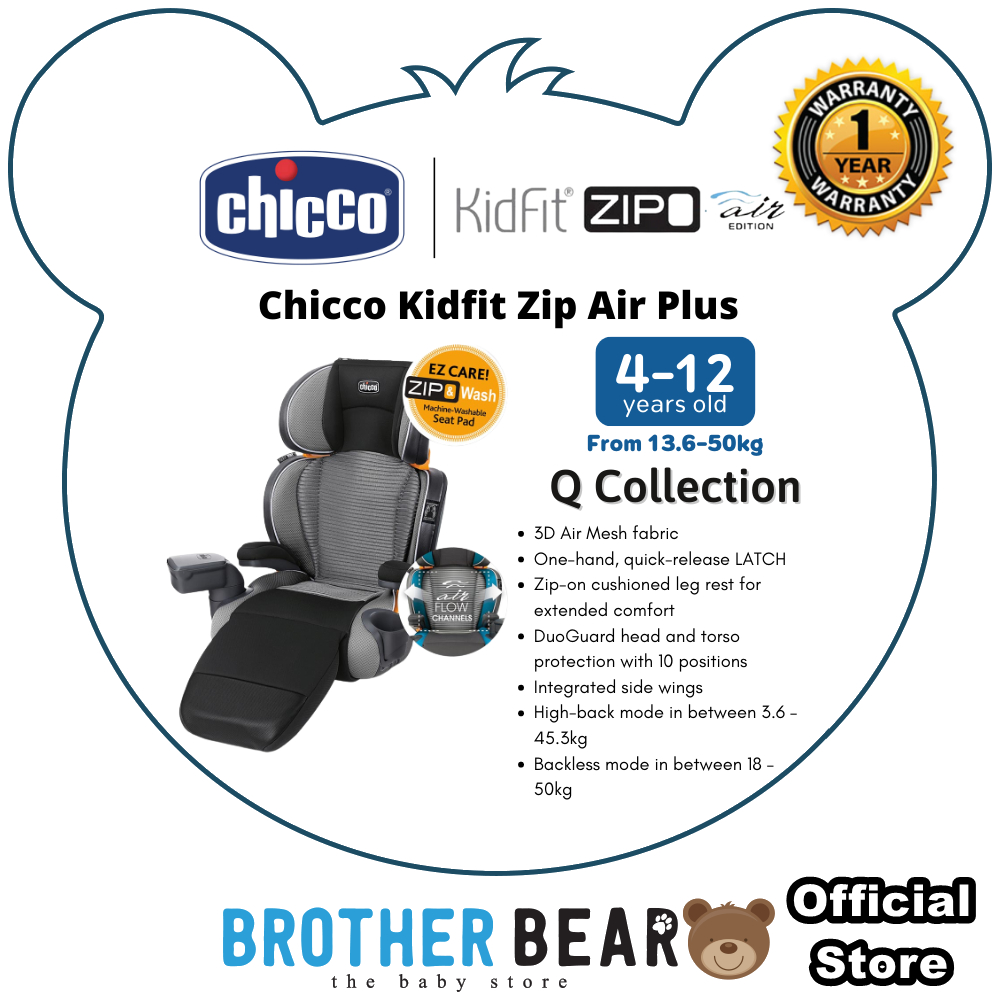 Chicco KidFit Zip Air Plus 2-in-1 Belt-Positioning Booster Car Seat (18kg – 50kg) Q Collection ...