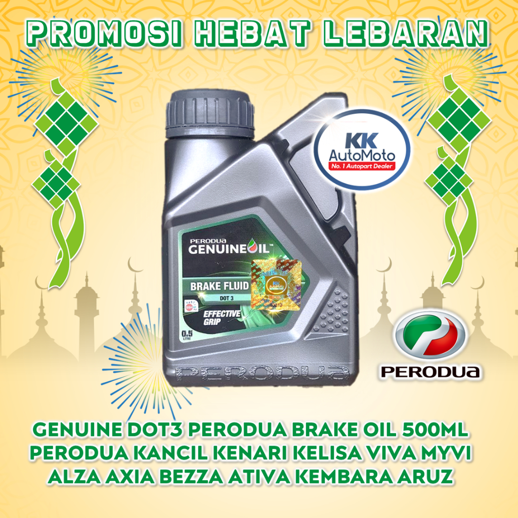 1 Botol Genuine Perodua Brake Fluid Oil DOT3 III Red 0.5L Minyak Brek ...