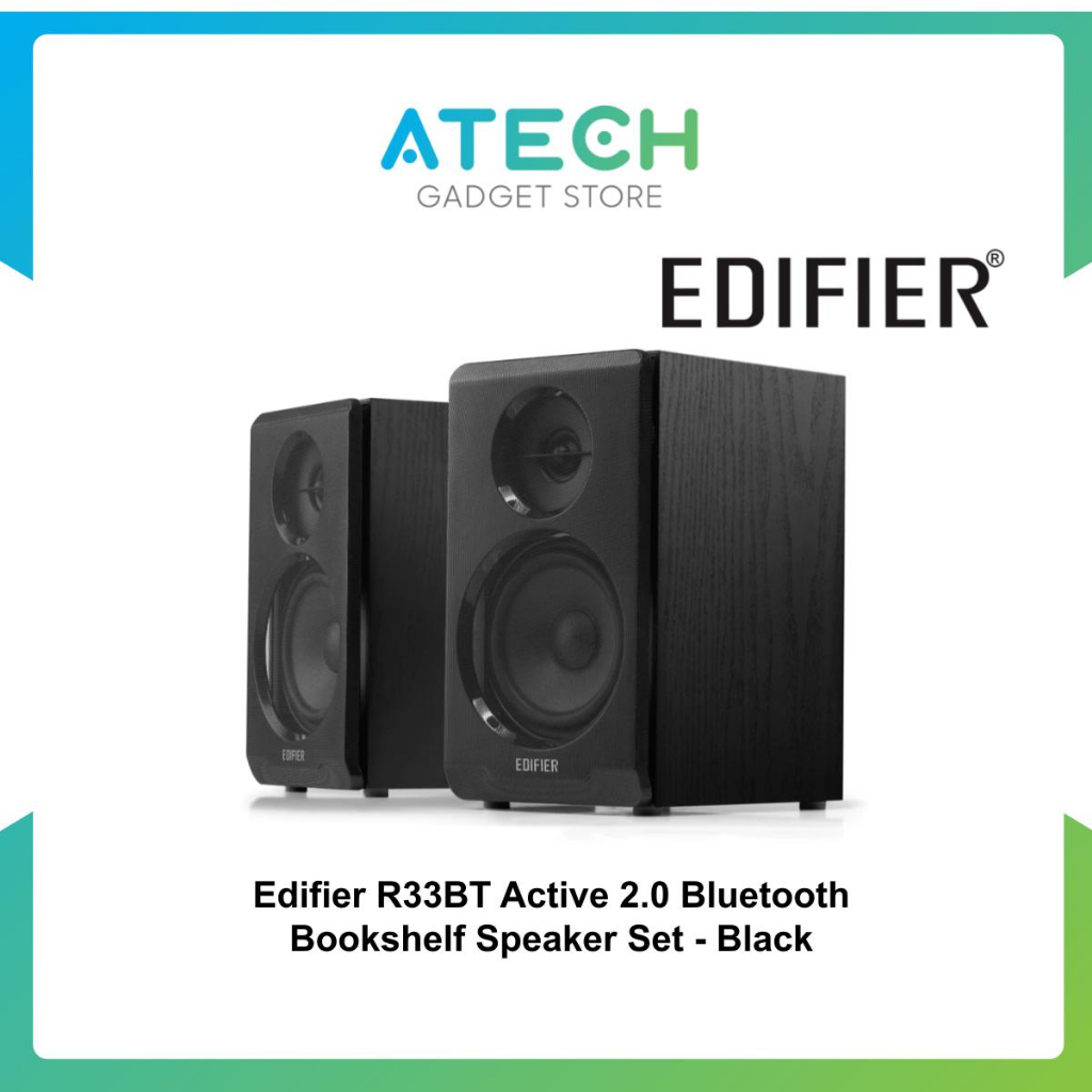 Edifier R33BT Active 2.0 Bluetooth Bookshelf Speaker Set - Black ...