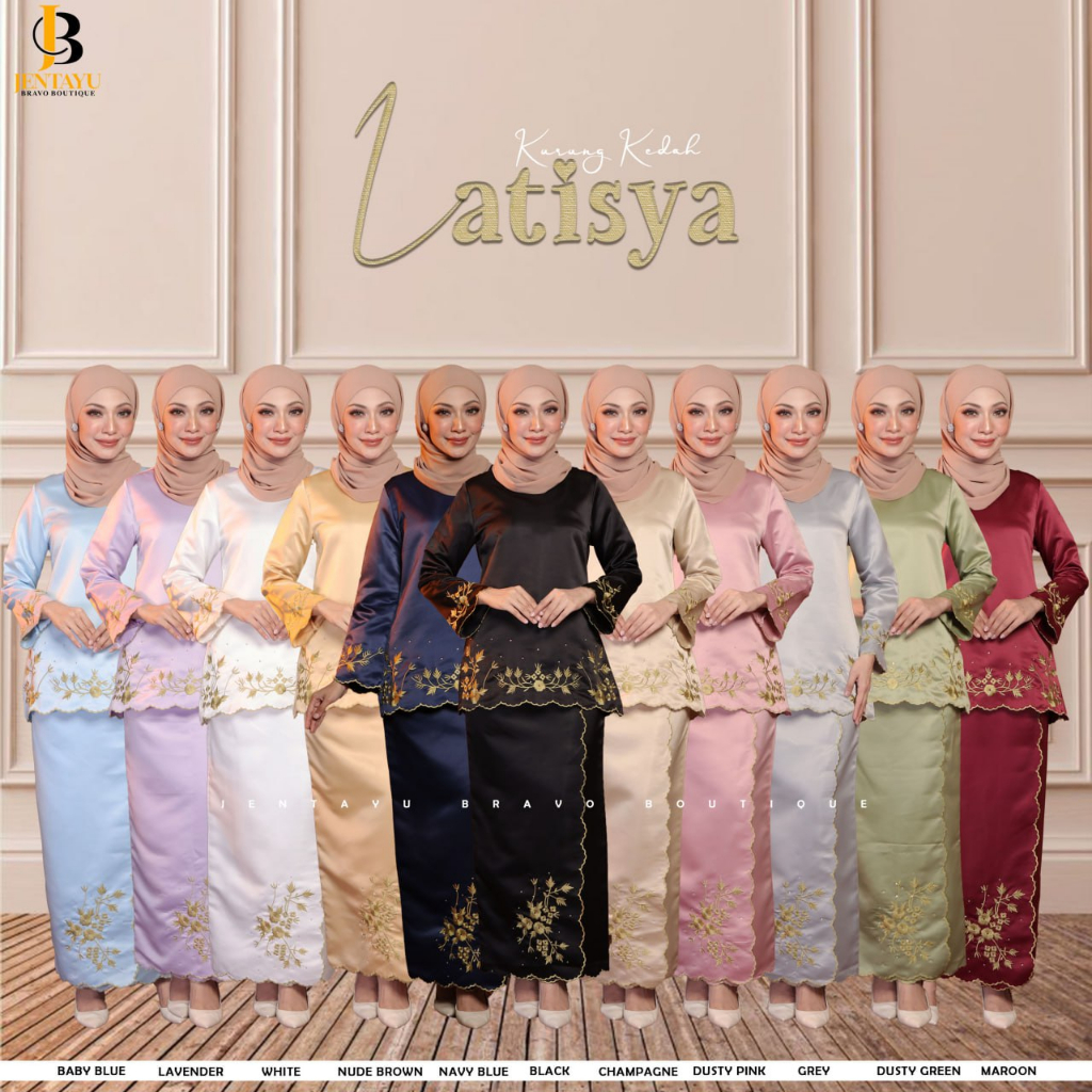 Latisya Kurung Kedah Moden Baju Raya 2023 Baju Muslimah Baju Kurung Sulam Baju Tunang Nikah ...