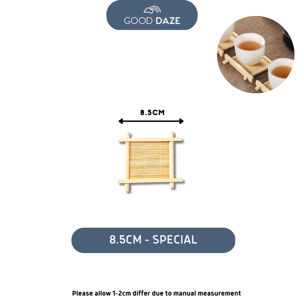 【GOOD DAZE】Bamboo Tray Coaster Cup Holder Coffee Cup Wood Coaster plant ...