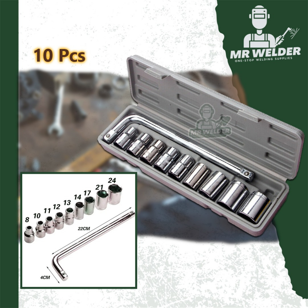 10pcs Car Socket Sleeve Wrench Kit Set 8MM - 21MM ½ Inch L Type Spanner ...
