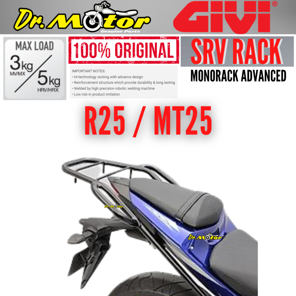 YAMAHA R25 MT25 R-25 MT-25 GIVI SRV SPECIAL MONORACK MONO RACK J TAPAK ...