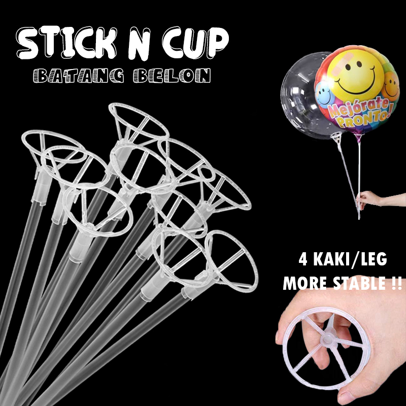[PANDA] 45cm Balloon Stick and Cup Batang Belon Kaki Belon for Foil ...