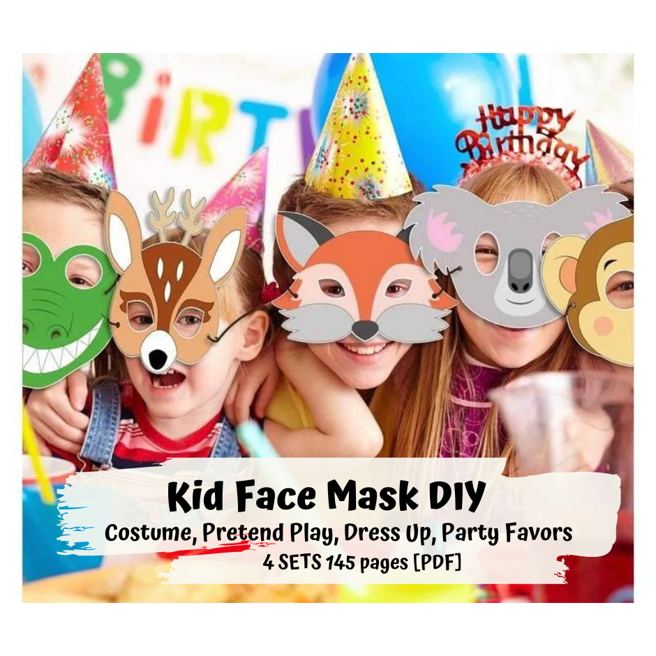 A98 - [PDF] Kid Face Mask DIY 63 pages - Animal Mask Halloween Costume ...