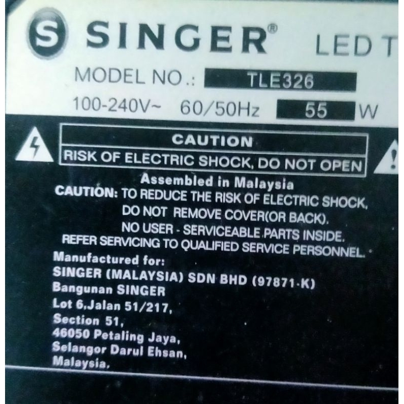SINGER LED TLE 326 (ALL IN ONE BOARD) | Shopee Malaysia