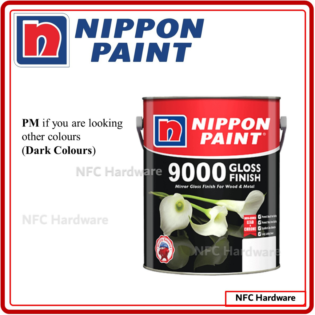 NIPPON PAINT 9000 Gloss Finish 1 Litre (Cat Minyak Kayu & Besi ...