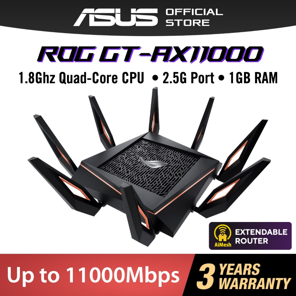 ASUS ROG AX11000 WiFi 6 Tri-Band Gaming Wireless Router ROG Rapture GT ...