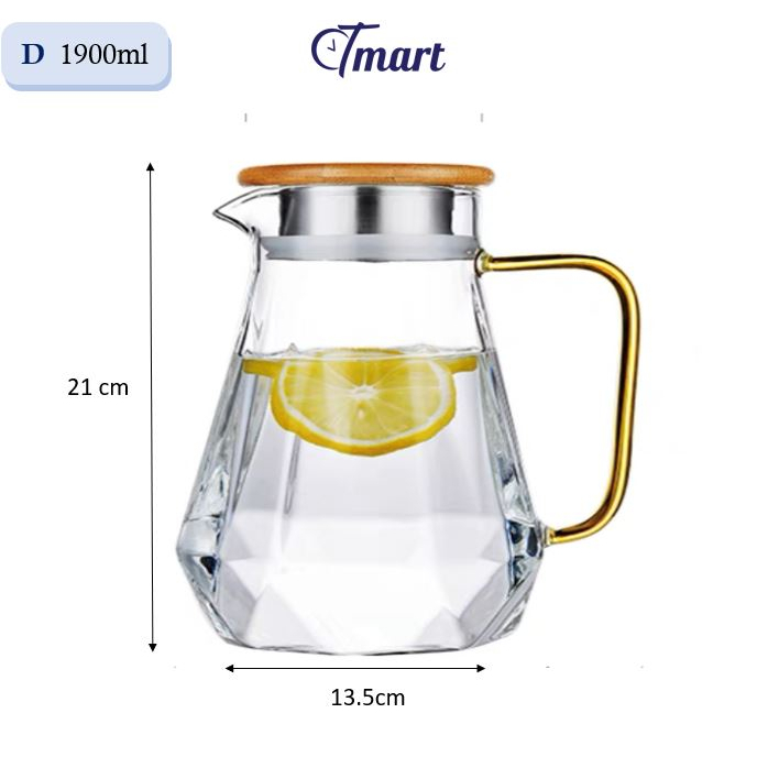 Glass Kettle Juice Pot Juice Jug Water Jug Bamboo Stainless Steel Cover ...
