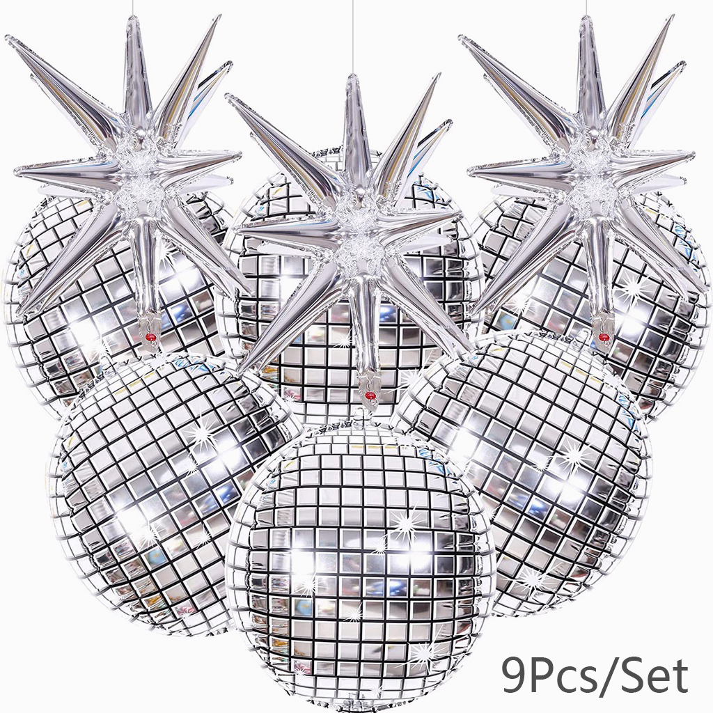 9Pcs/set 22Inch 4D Foil Ballon Gradients Ball Agate Disco Birthday Foil ...