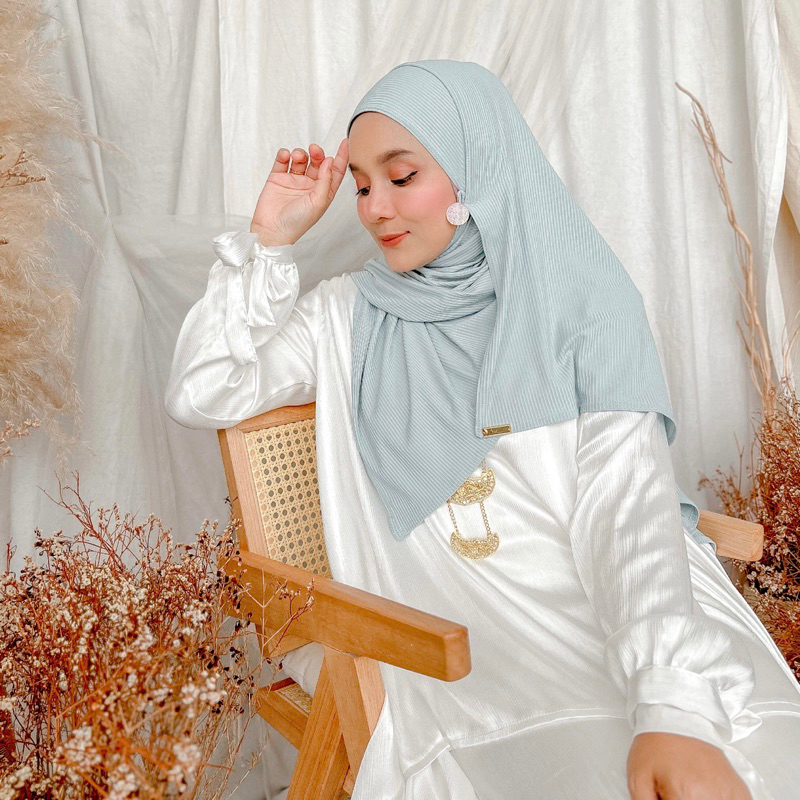 NERA Tudung Ironless Instant Shawl Jersey Ribbed Dua Muka | Nikah ...