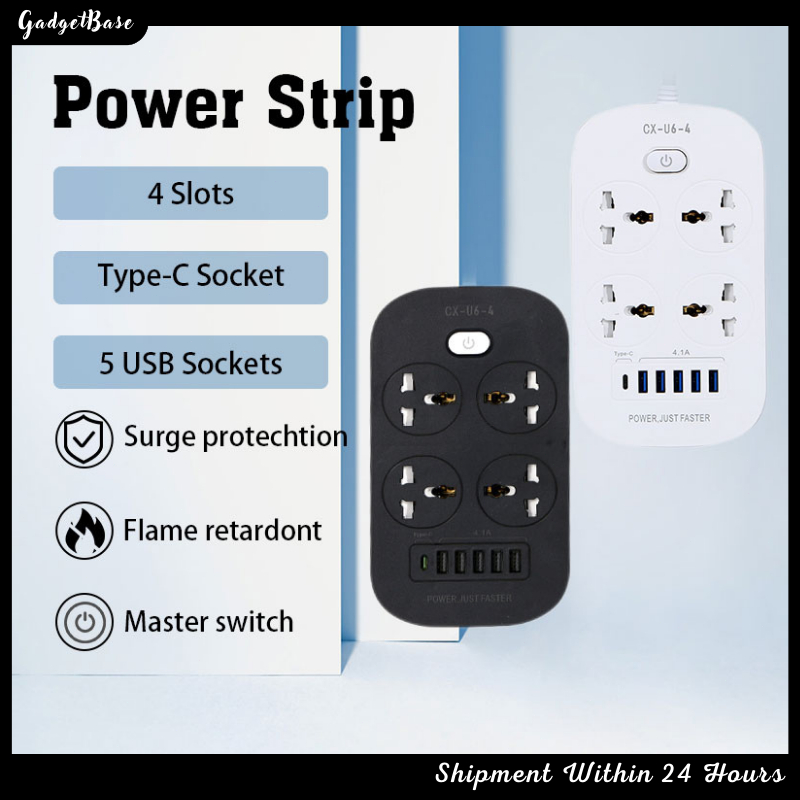 Safe International Power Socket 5 USB Port UK Plug + Type C Outlet ...