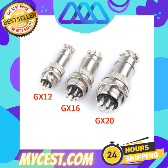 GX12 Panel Mount Metal Connector Male+Female | Shopee Malaysia