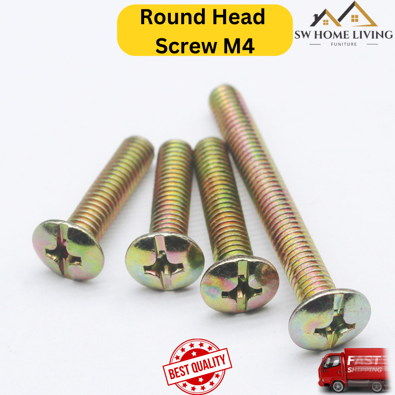 SW M4 Round Head Screw Skru Kepala Bulat Cabinet Panjang 20mm 25mm 40mm ...