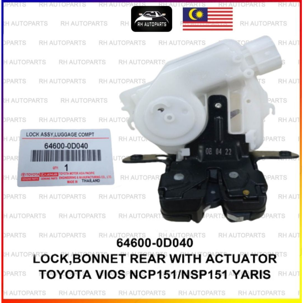 TOYOTA VIOS NCP150 YARIS NSP-151 BONNET LOCK BOOT LOCK TRUNK LID BOOT ...