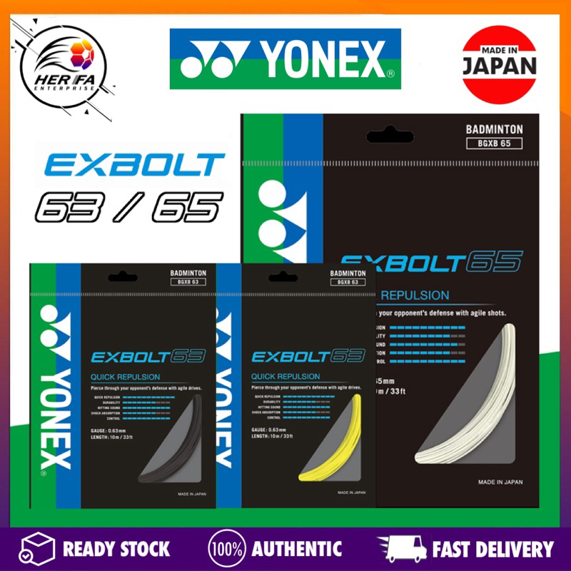 YONEX Exbolt 63 Exbolt 65 Exbolt 68 Badminton String 100%ORIGINAL Made ...