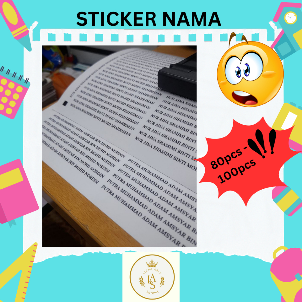 STICKER NAMA UNTUK BUKU DAN ALAT TULIS | Shopee Malaysia