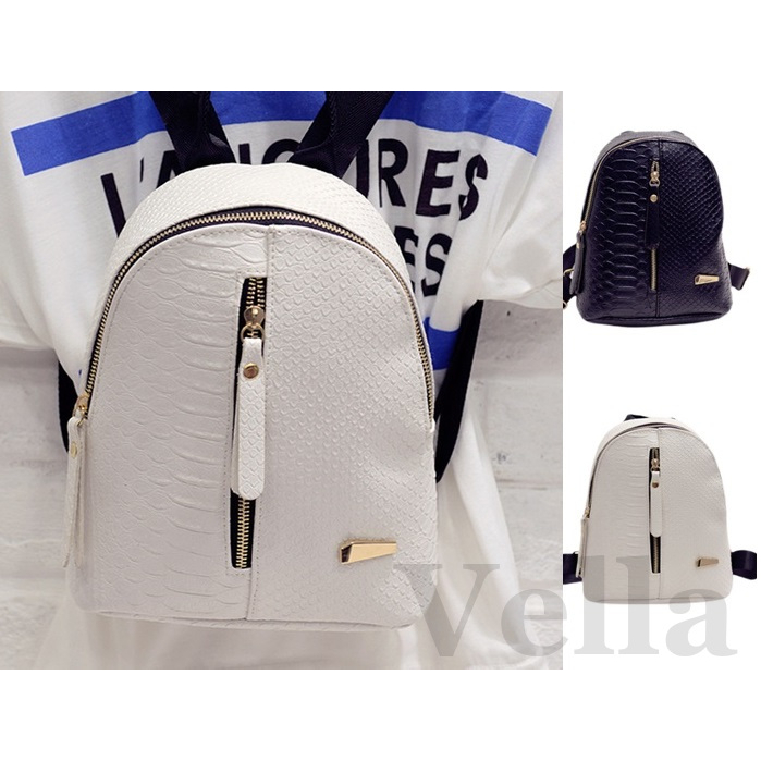 🎁 VELLA Korea Style Beg Pack Women Crocodile Texture Backpack Bag Pack ...