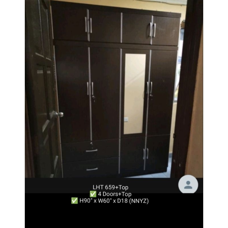 LHT Model : 659+Top 4 Doors Wardrobe With Mirror 5 feet | Shopee Malaysia