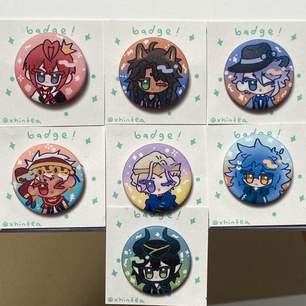 twisted wonderland 32mm mini badges (riddle/leona/azul/kalim/vil/idia ...