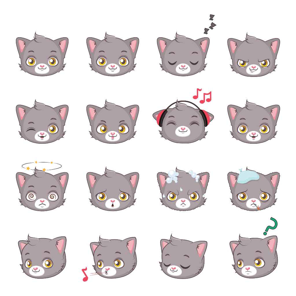 Cute Emoji Cats Stickers Kucing Comel (16Pcs) | Shopee Malaysia
