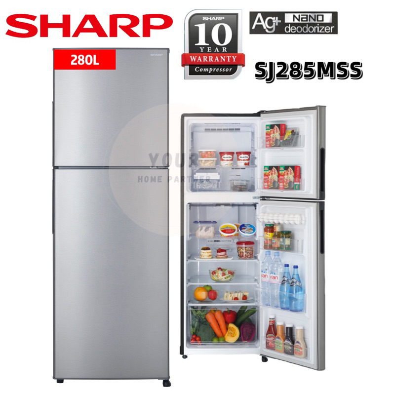 Sharp 2 Door Refrigerator Fridge SJ285MSS / SJ286MSS J-Tech Inverter ...