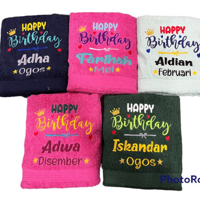 Towel saiz kanak2 Customade embroidery sulam nama/wording (4thn -10 thn ...