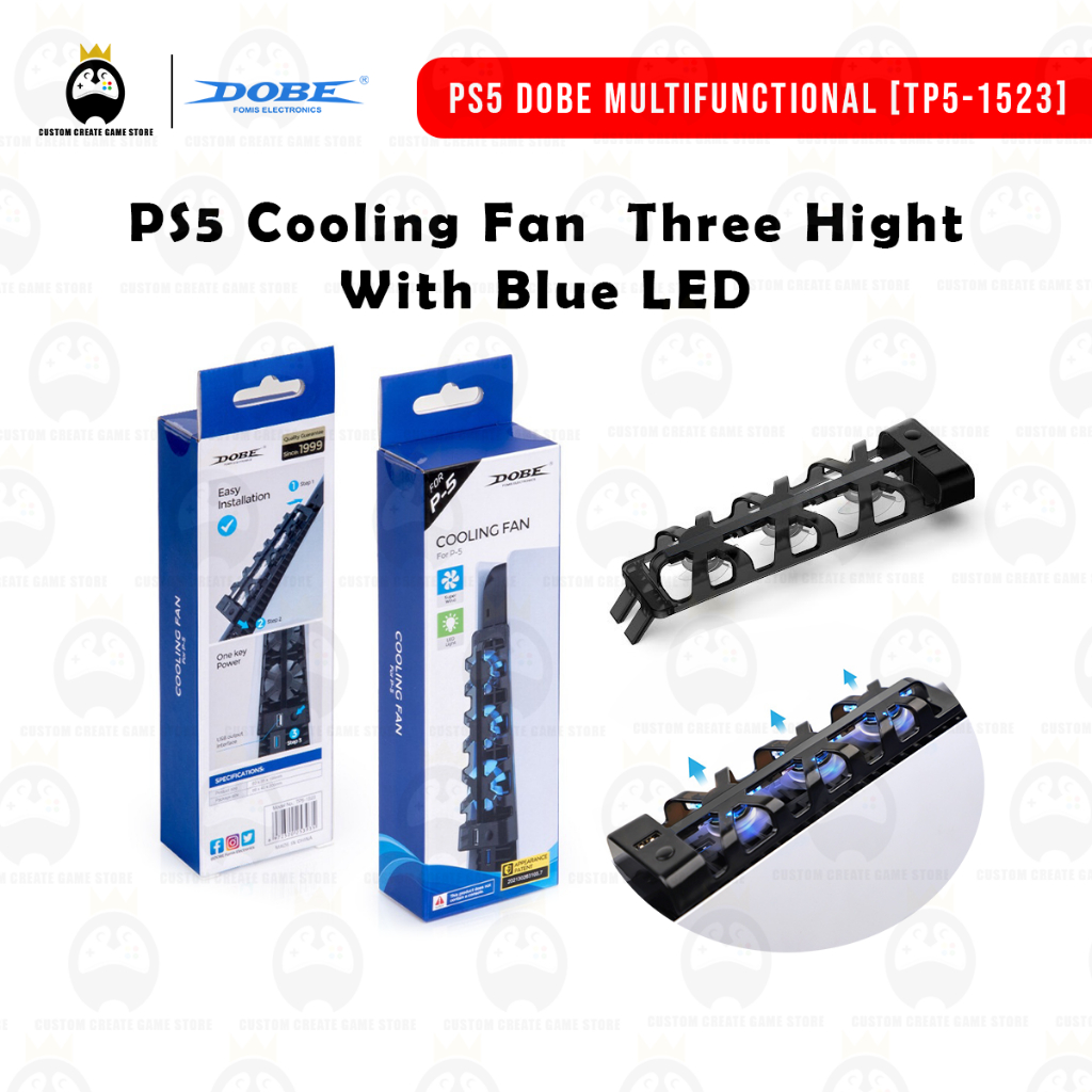 DOBE PS5 Cooling Fan Three Hight Speed Fan Kipas Blue LED Lightning ...