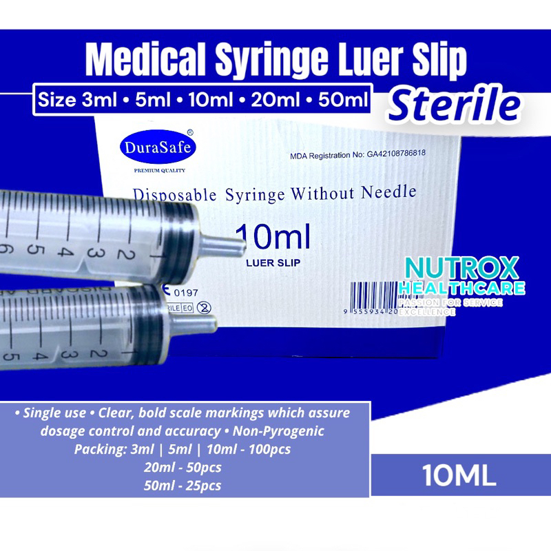 DURASAFE Luer Slip Syringe (full box) Picagari Tanpa Jarum (100 | 50 | 25pcs) | Shopee Malaysia