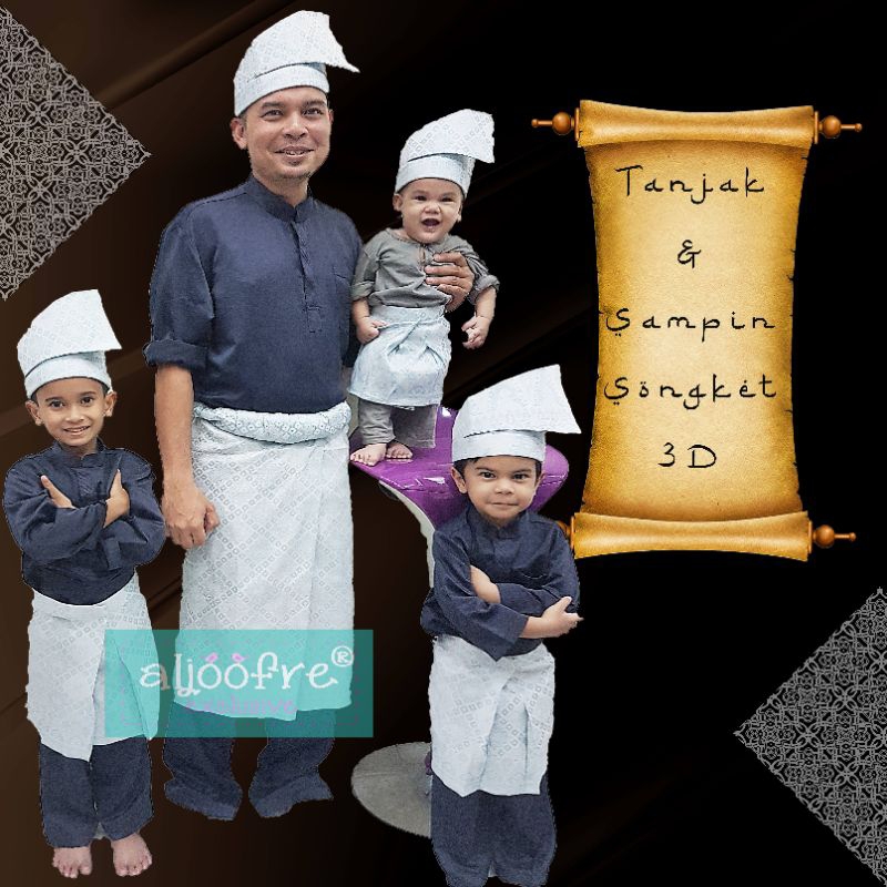 CLEARANCE Tanjak dan Sampin Songket Budak dan Dewasa, tengkolok ...