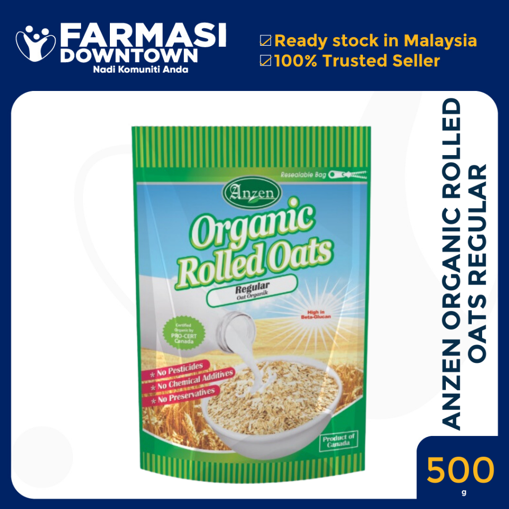 ANZEN ORGANIC ROLLED OATS REGULAR 500G | Shopee Malaysia