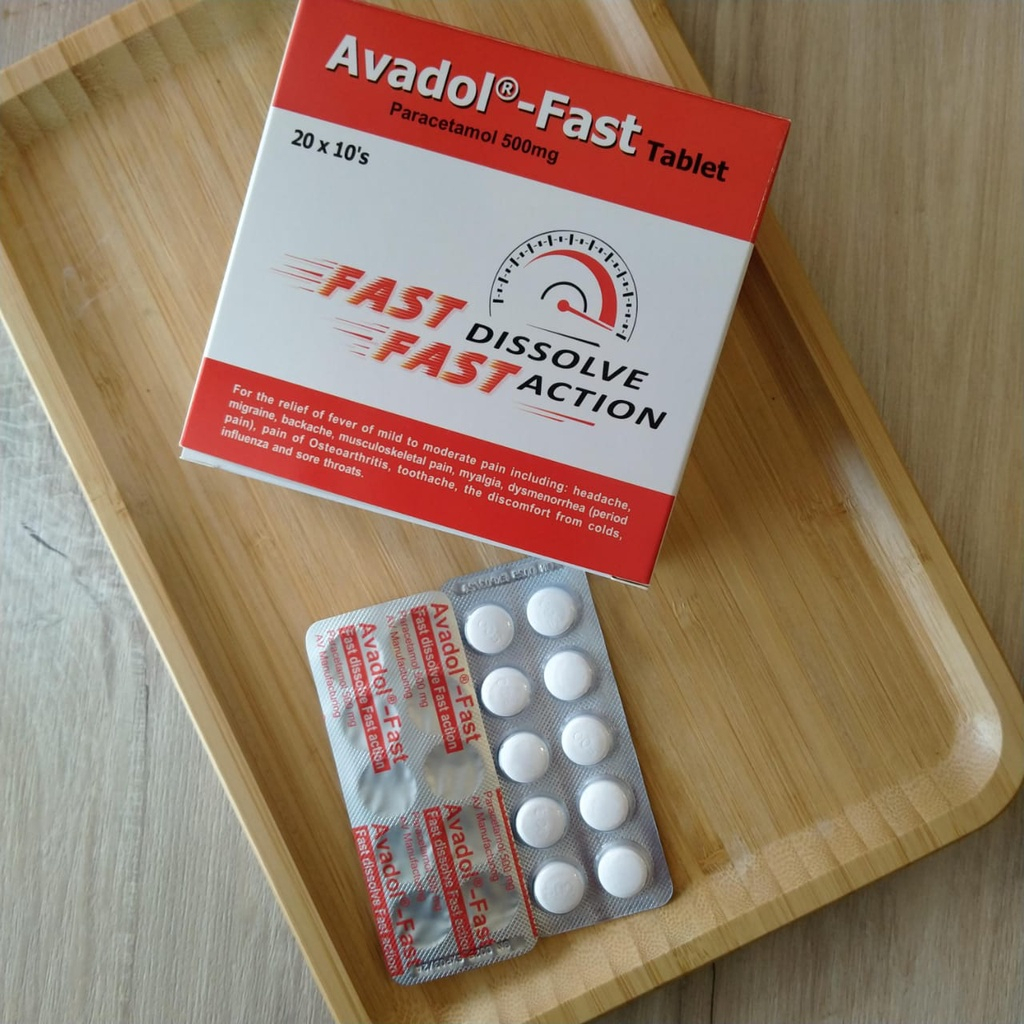 Avadol-fast (paracetamol) 500mg Tab (10's X 20) EXP 03/2025 | Shopee ...