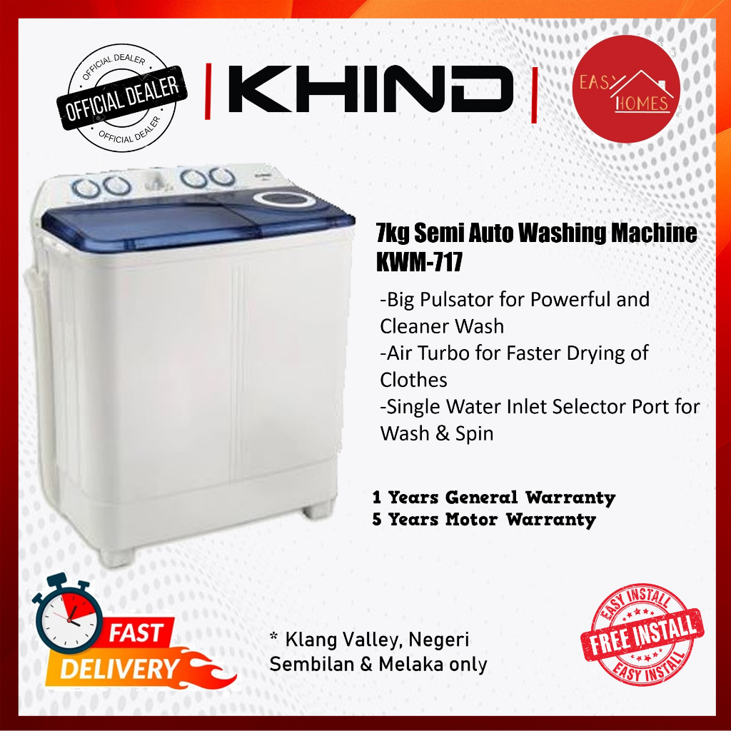 Khind 7kg Semi Auto Washer KWM-717 Mesin Basuh Semi Auto | Shopee Malaysia