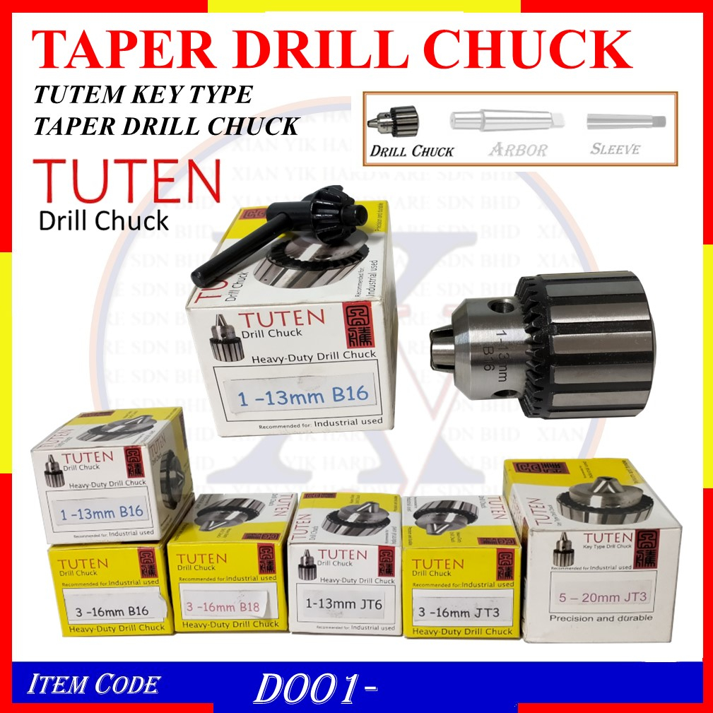 D001- [TUTEM] KEY TYPE TAPER DRILL CHUCK (B16 / B18 / JT3 / JT6) | Shopee Malaysia