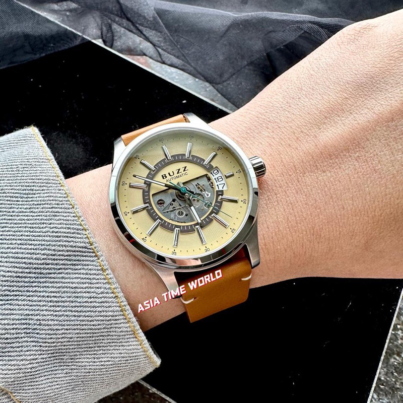[Original] Buzz 8105G SS-42 Automatic Sapphire Men Watch Beige Genuine ...