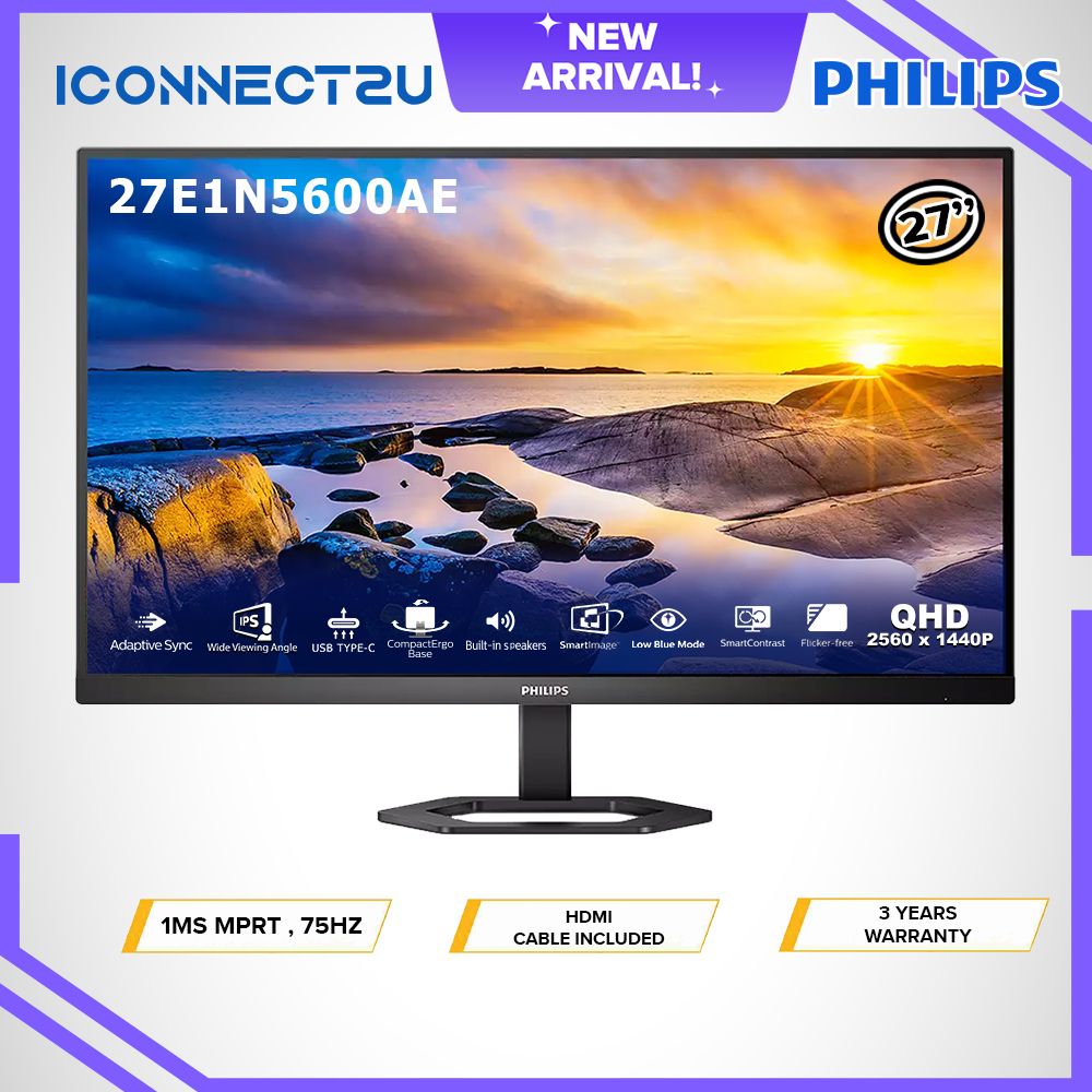Philips 27" 27E1N5600AE IPS QHD 75Hz 1ms Adaptive Sync Build-In-Speaker ...