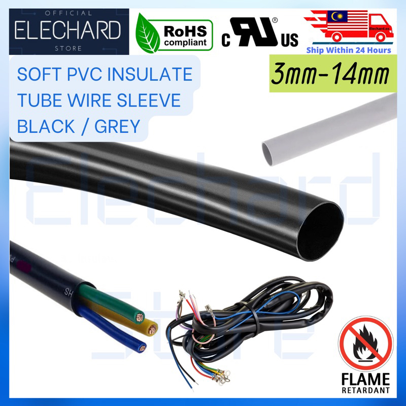 Soft PVC Insulated Tube Wire Sleeve Black Grey PVC Materials Insulating Tube Sleeve For ...