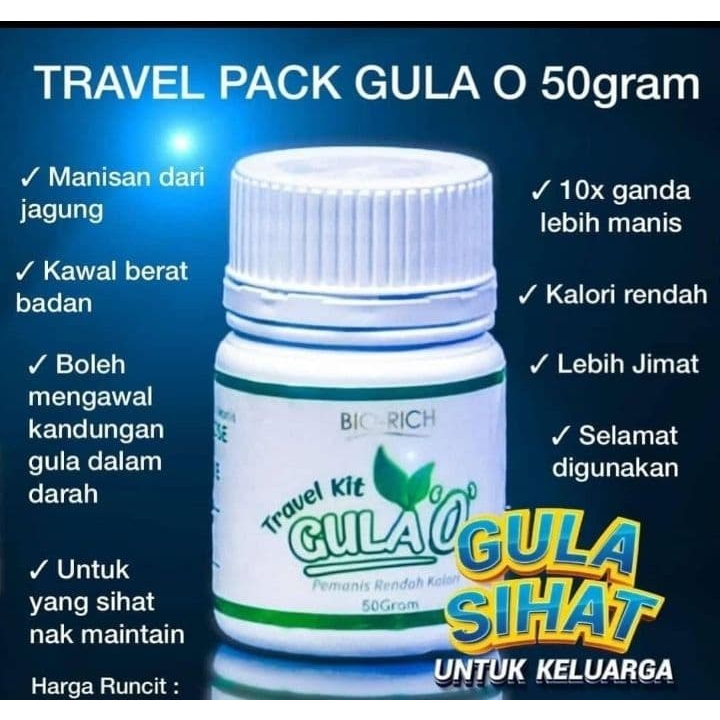 Biorich Gula O Botol Travel 50 gm dan 70 gm, Gula Sihat Sweetener ...
