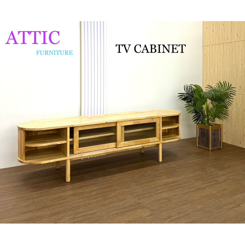Tv Cabinet /Full Solid Tv Cabinet /ATTIC FURNITURE FULL SOLID RUBBER WOOD TV CABINET | Shopee ...
