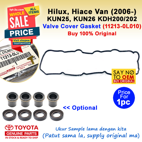 Hilux Hiace 2.5 2KD (2006-15) Valve Cover Gasket Roker Plug Nozzle Seal ...